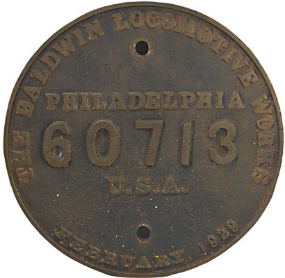 Lot 109: D&RGW BUILDERS PLATE