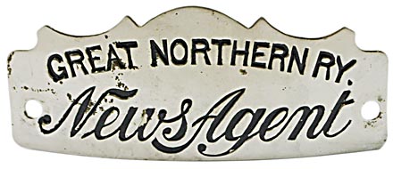 Lot 44: GREAT NORTHERN RY NEWS AGENT BADGE