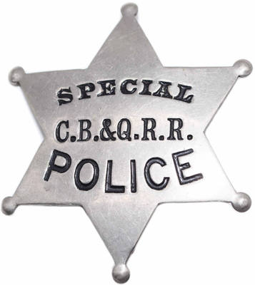 Lot 23: CB&QRR SPECIAL POLICE BADGE