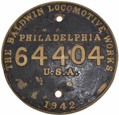 Lot 80: PENNSYLVANIA RR BUILDERS PLATE